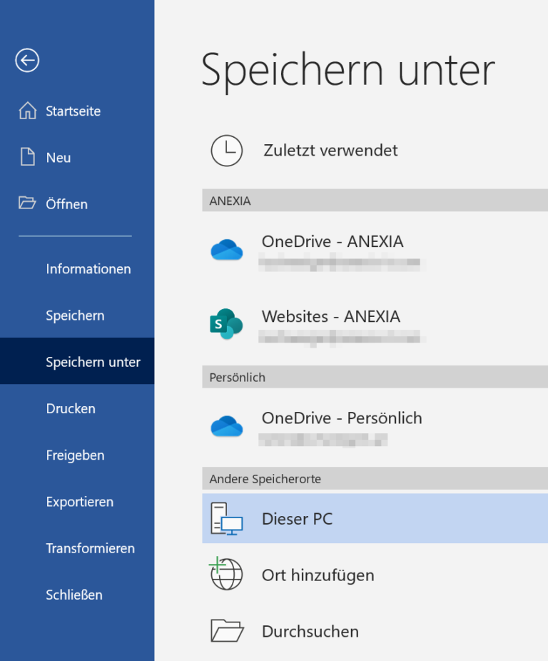 Office365: OneDrive aus "Save As" Menü entfernen – SchweigersTechBlog